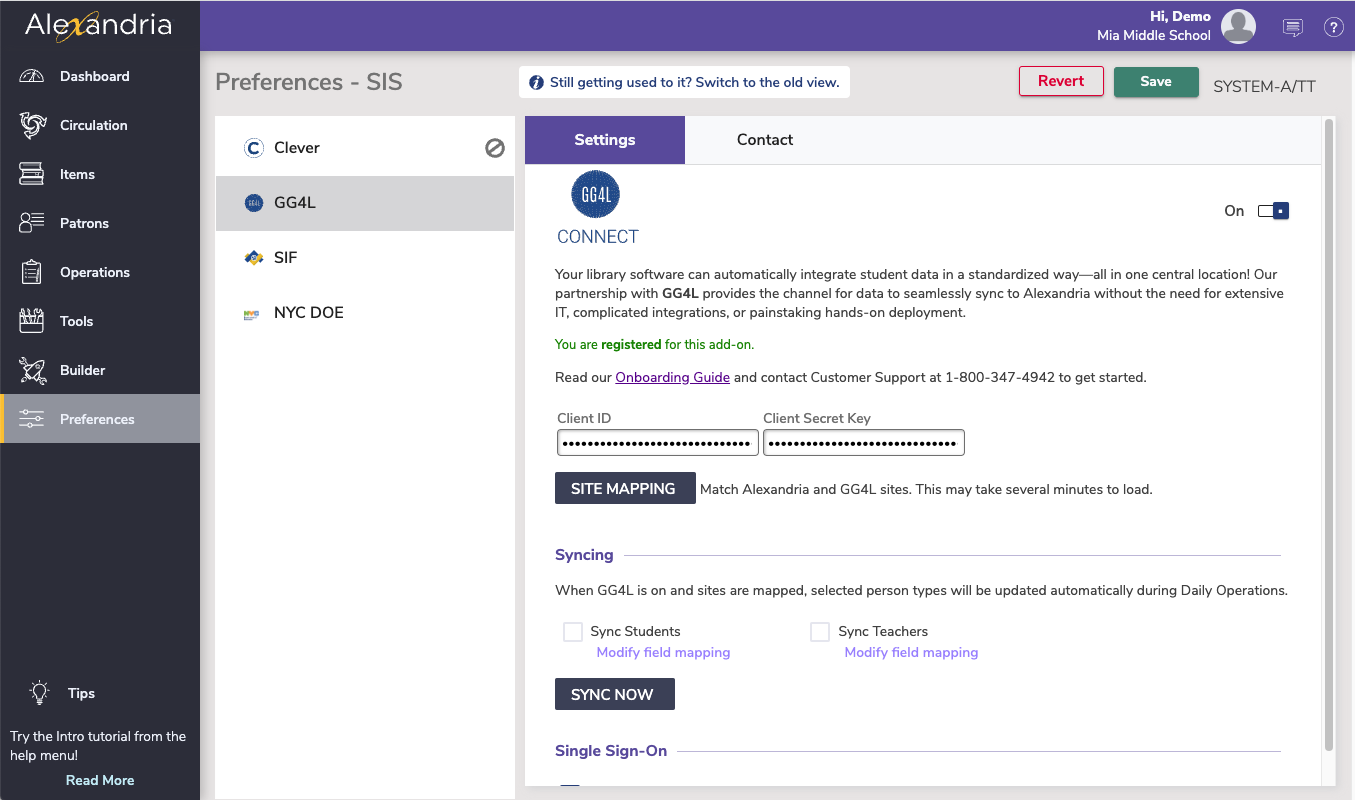 SIS Integration – Alexandria™
