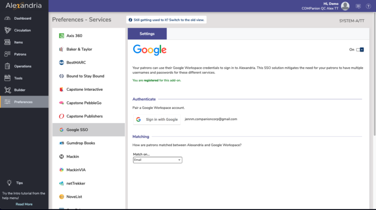 Google SSO – Alexandria™