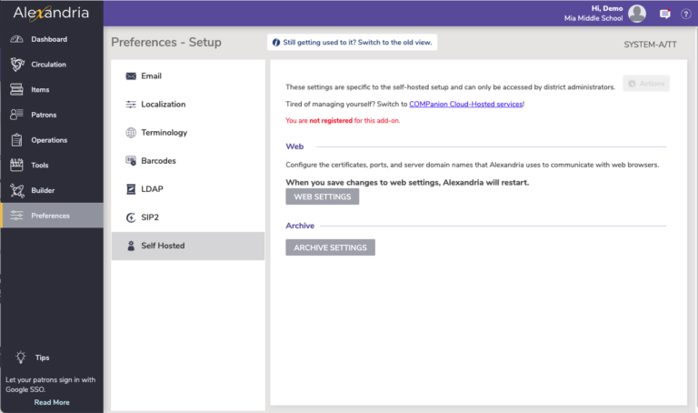 Setup Preferences – Alexandria™