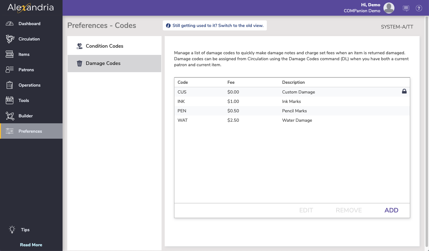 Code Preferences – Alexandria™