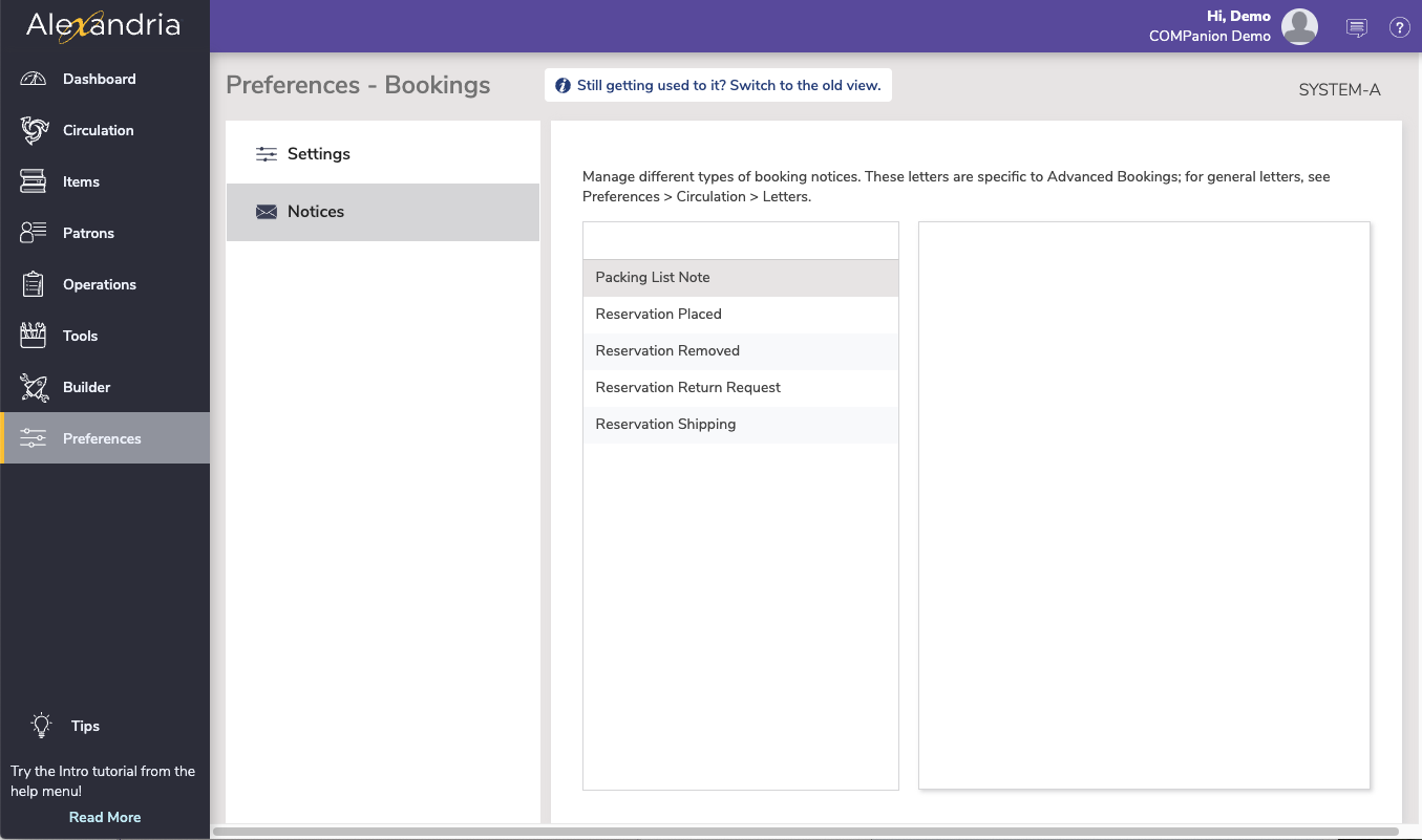 Advanced Bookings Preferences – Alexandria™