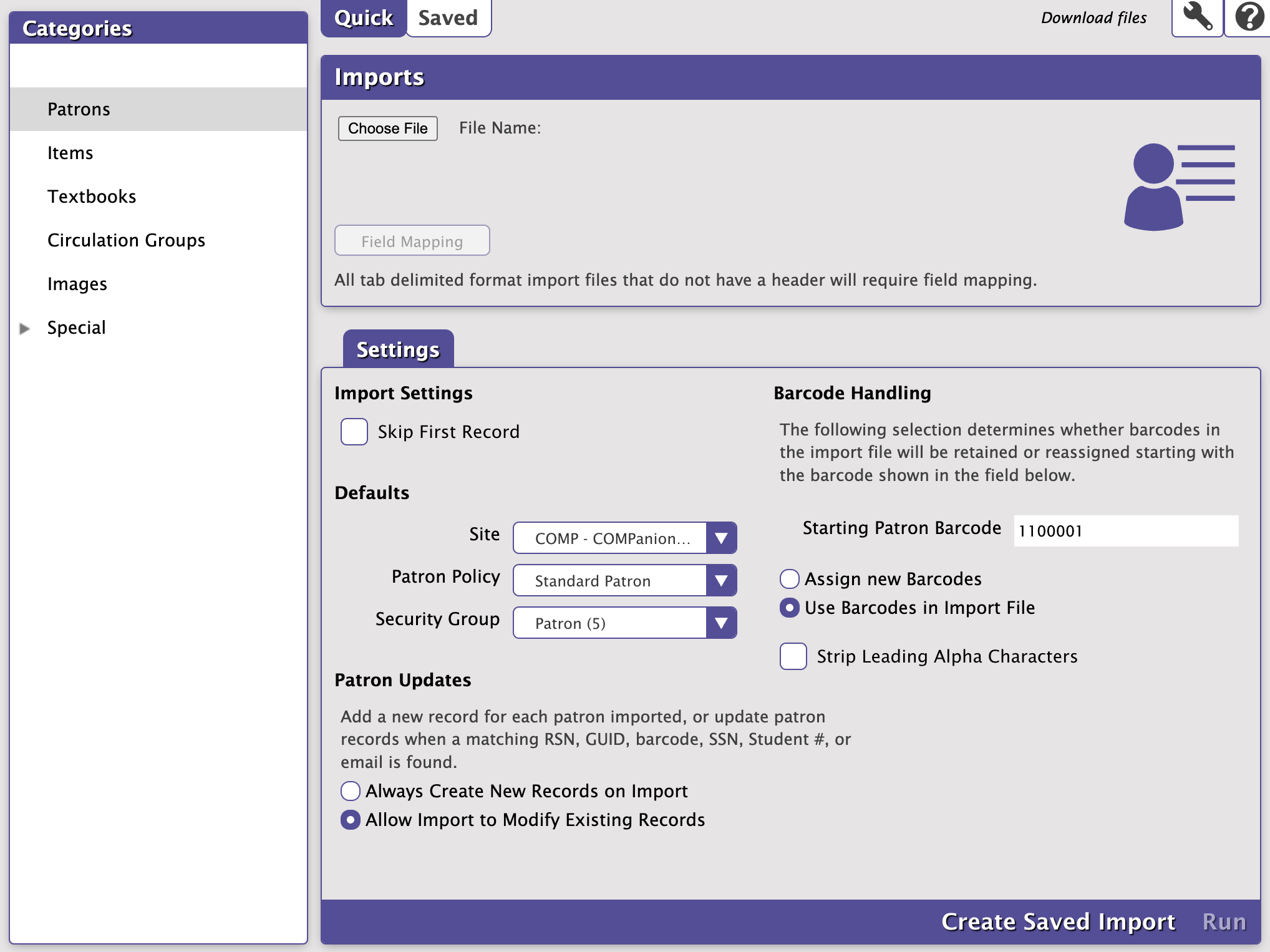 Import Patrons – Alexandria™