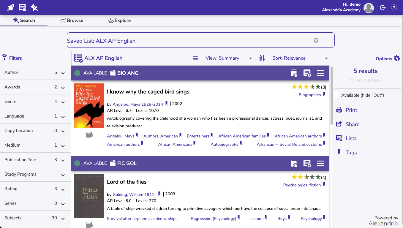 Researcher how-to: create explore panes of saved lists – Alexandria™